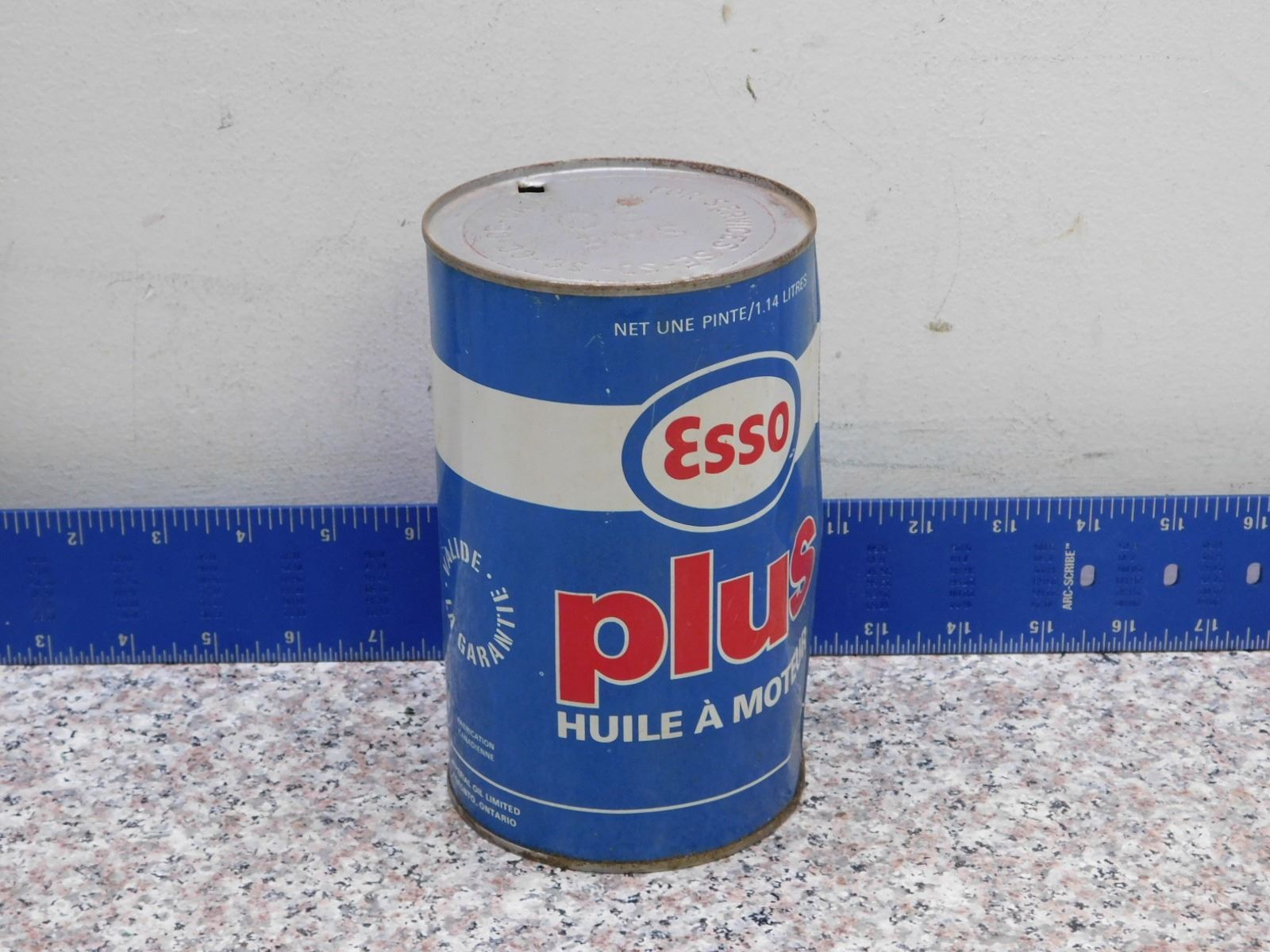 Vintage Tin Can 1 Litre ESSO Plus Motor Oil Empty