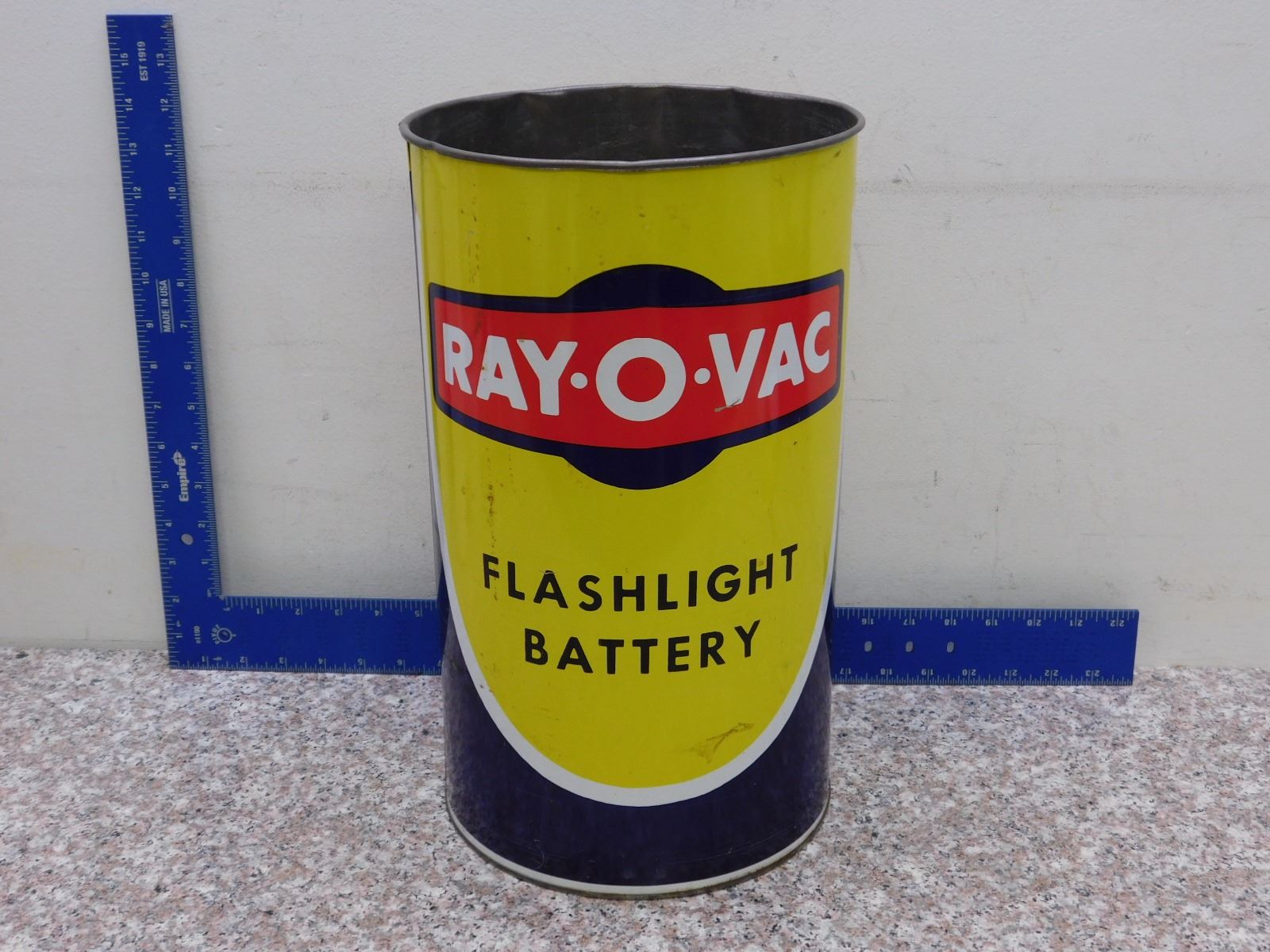 Ray-O-Vac Flashlight Battery Garbage Can Vintage 70s