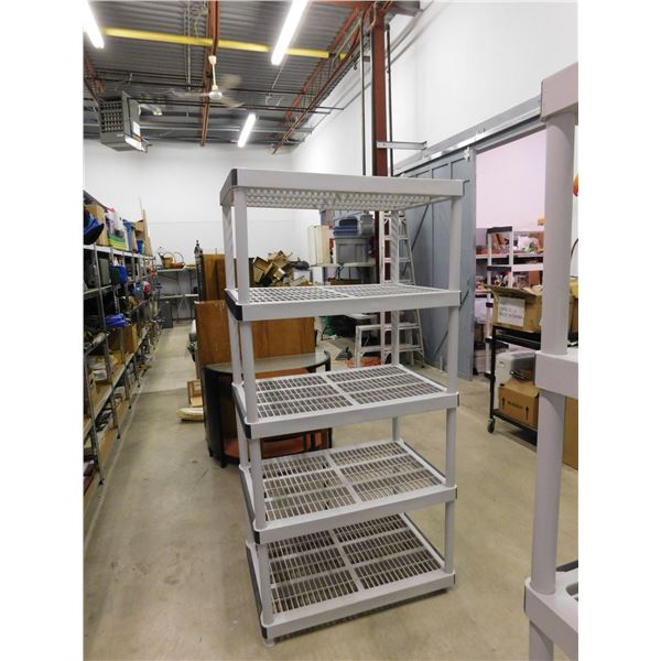 Plastic 5-Shelf Unit 6ft tall 3ft wide 2ft deep. Adjustable Storage