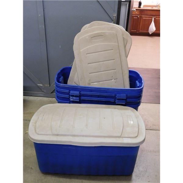 Rubbermaid Hinge Top Tote, 151 L Lot of 5 Used