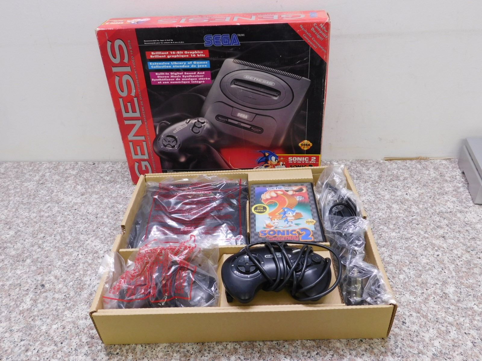 SEGA Genesis Console In Box Sonic 2 Bundle Slim Model MINTY COMPLETE ...