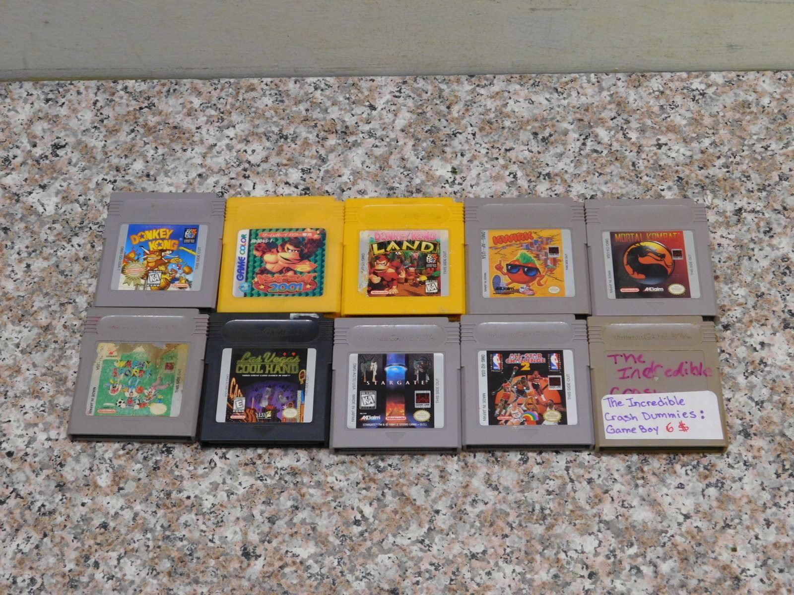 Lot of 10 Nintendo Gameboy Games Donkey Kong Mortal Kombat Etc