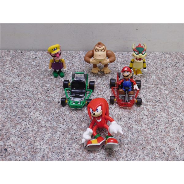 Lot of 6 Super Mario Figures Mario Kart Knuckles Sonic Donkey Kong etc