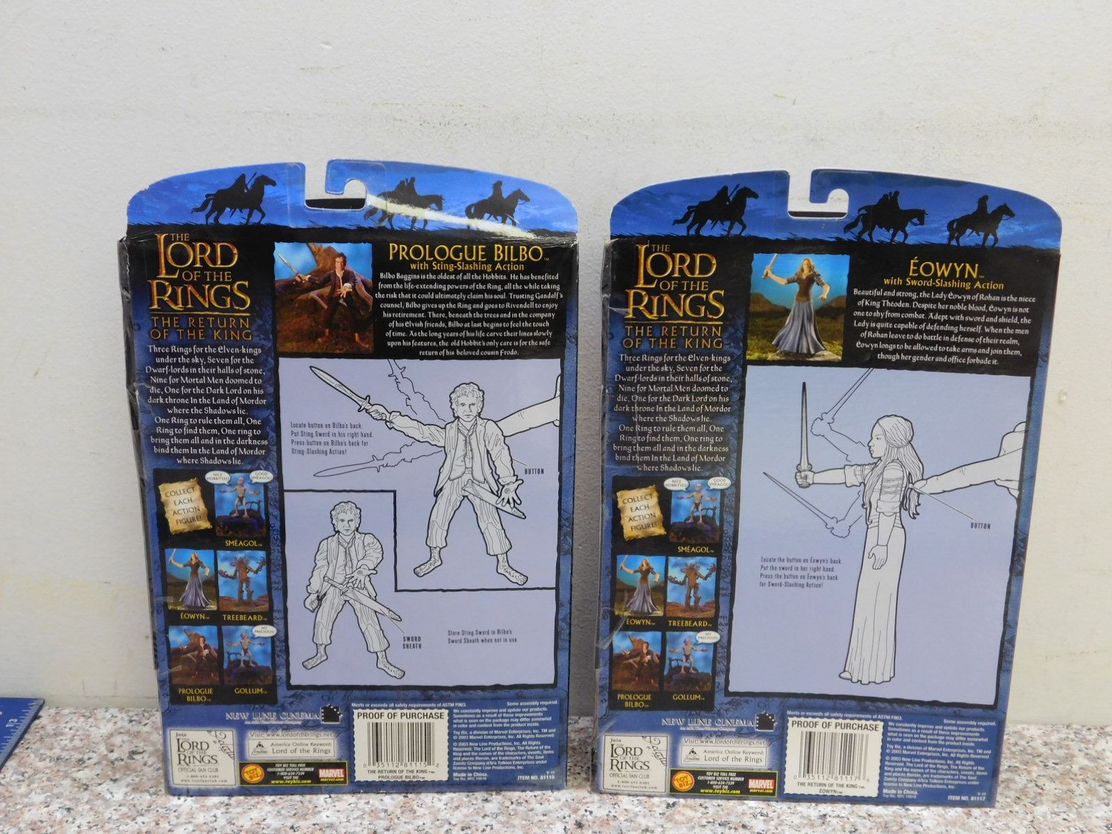 LOTR Lord of the Rings Lot of 2 Figures Eowyn and Prologue Bilbo Toy ...