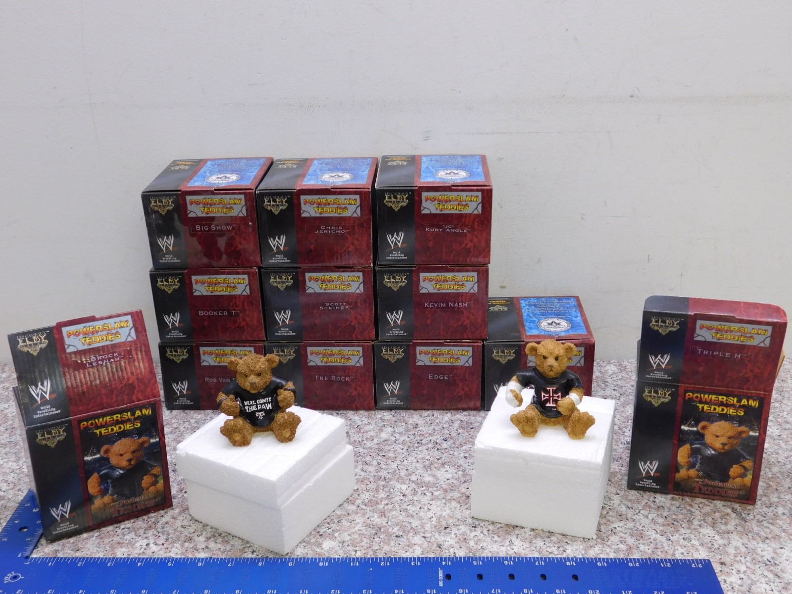 Lot of 12 2003 Elby WWE Power Slam Teddies Teddy Bear Figurines Resin NOS