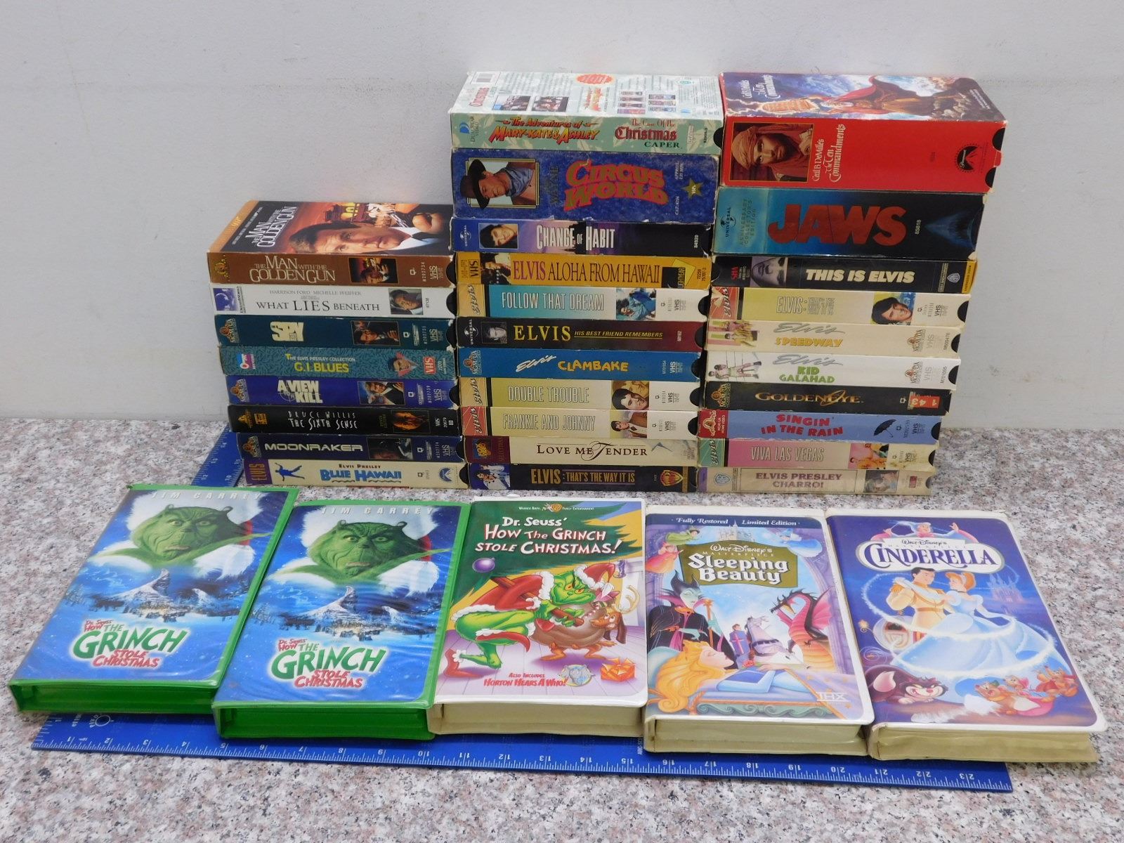 Lot of 34 VHS Movies Mostly Elvis Disney Action Adventure Thriller Etc