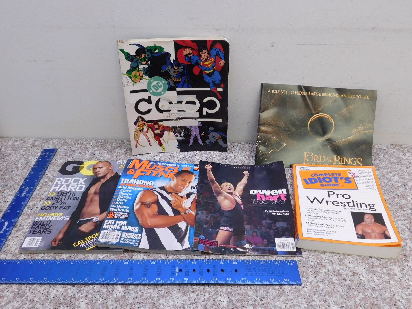 Lot of 6 Misc The Rock Cover Muscle Fitness Wrestling Books Magazines