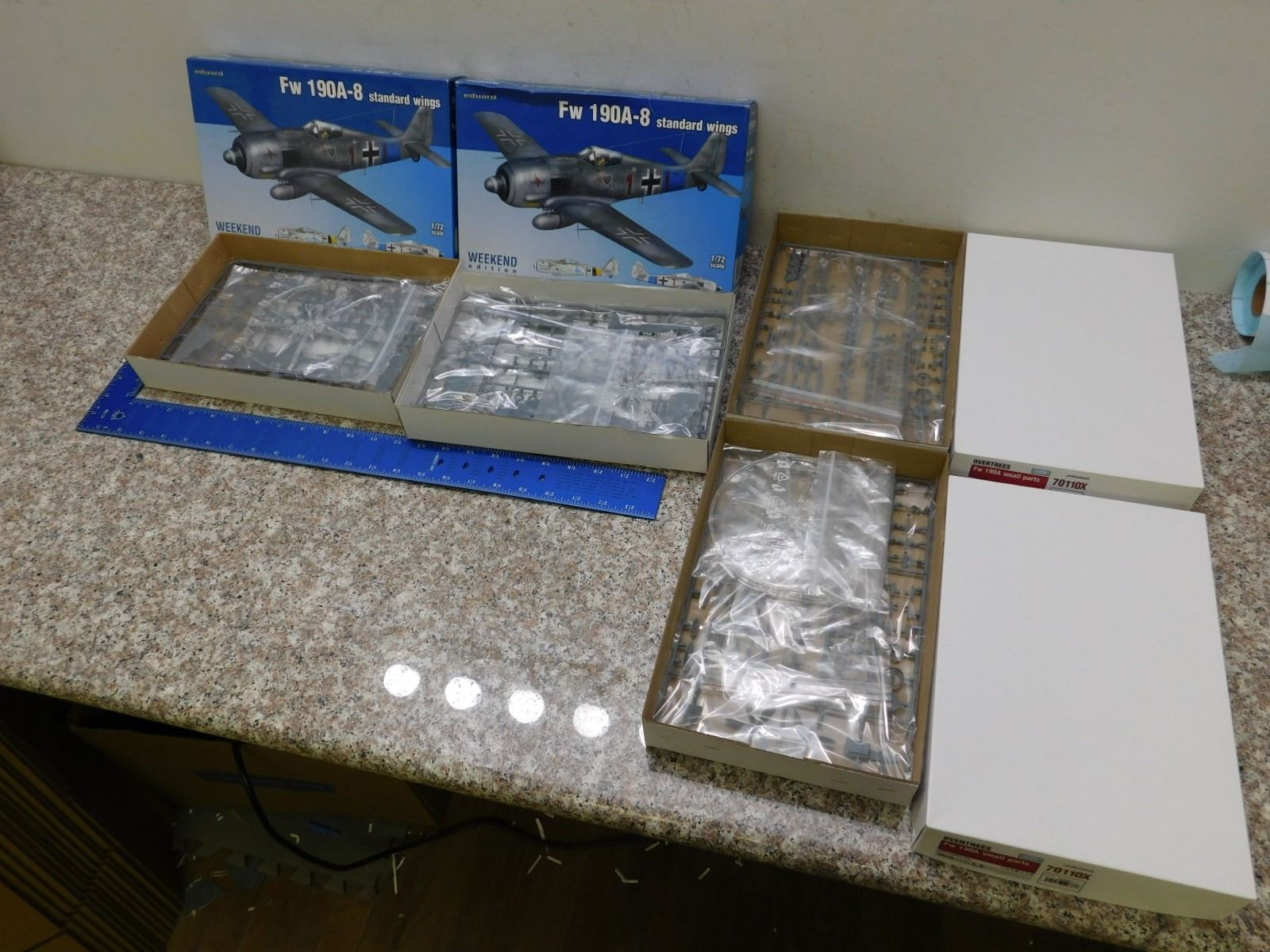 Lot of 4 Overtrees FW 190A Small Parts + FW 190A-8 Eduard Aircraft ...