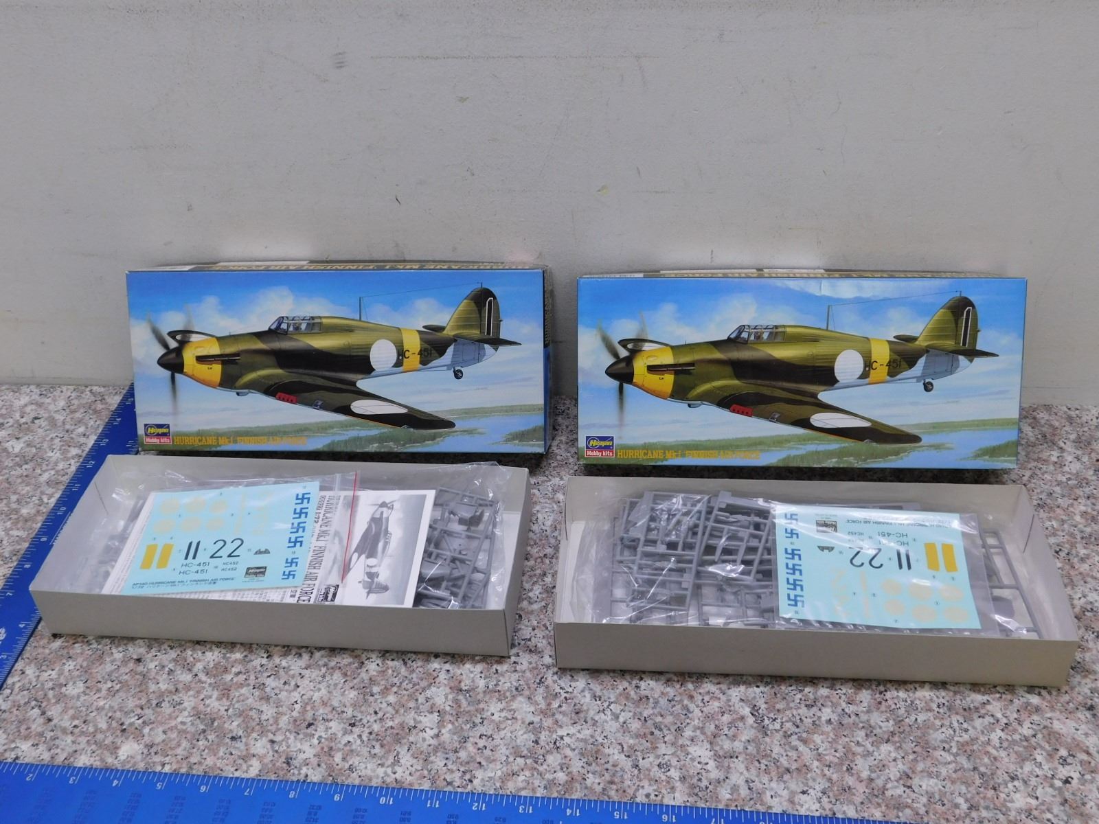 Lot of 2 Hurricane Mk I Finnish Air Force Hasagawa Model Kit 1:72 Scale
