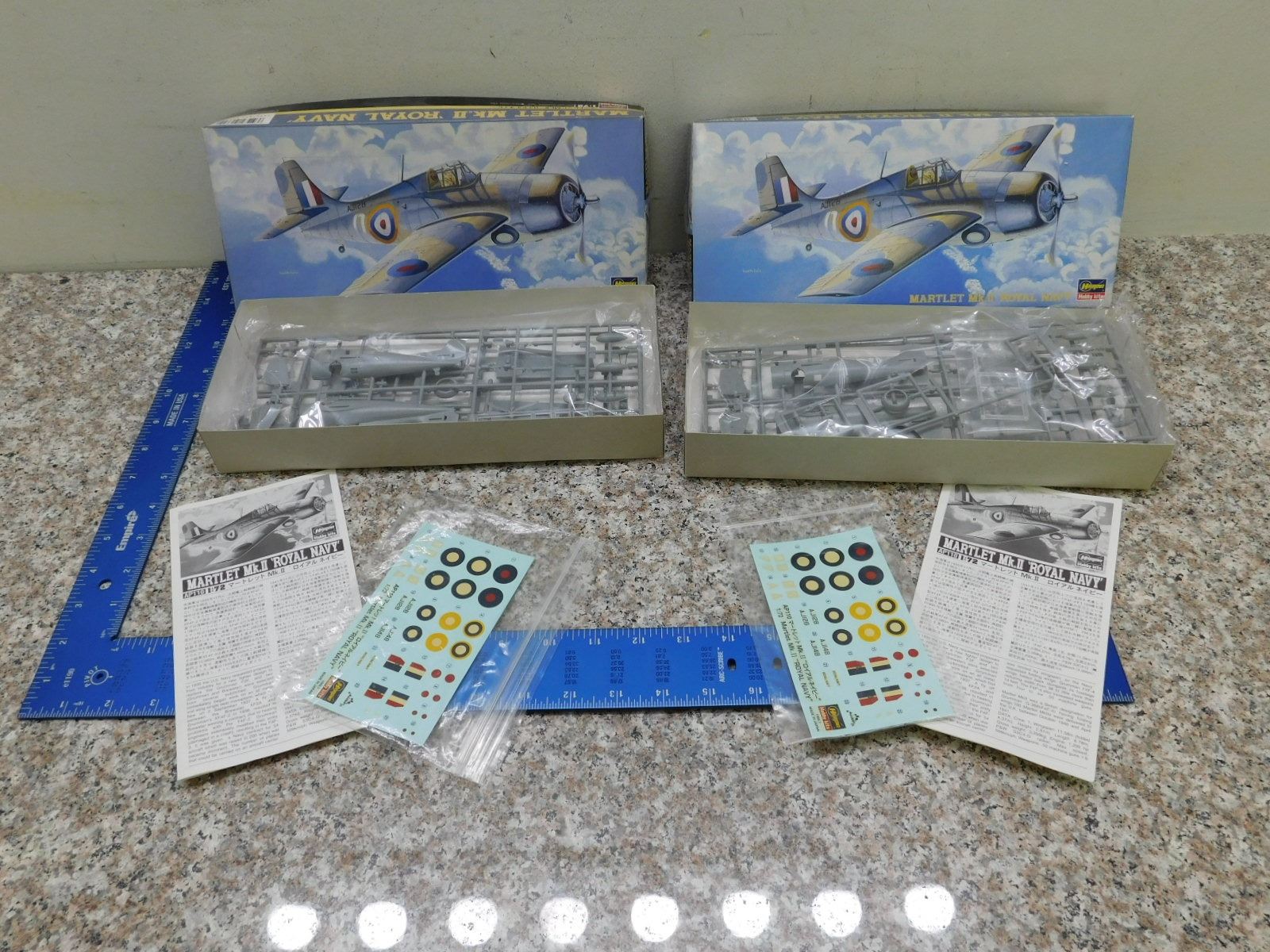 Lot of 2 Martlet Mk II Royal Navy Hasegawa Model Kit 1:72 Scale