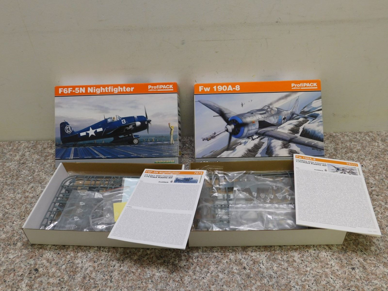 Lot of 2 ProfiPACK Eduard Fw 190A-8 and F6F-5N Nightfighter Model Kit 1 ...