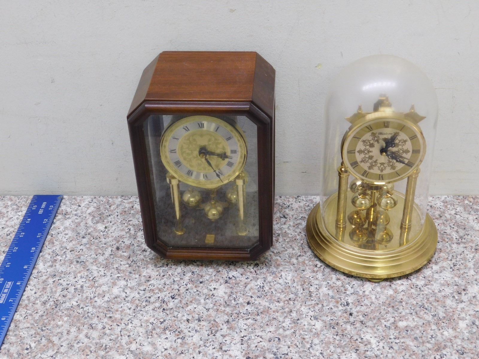 Vintage Pair of Pendulum Clocks West Germany Wooden and Gold Frames ...
