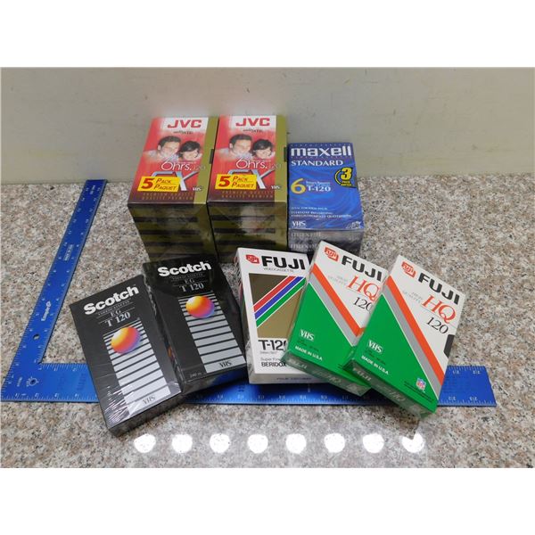Lot of 18 Sealed Blank VHS Tapes JVC Maxell Fuji Scotch