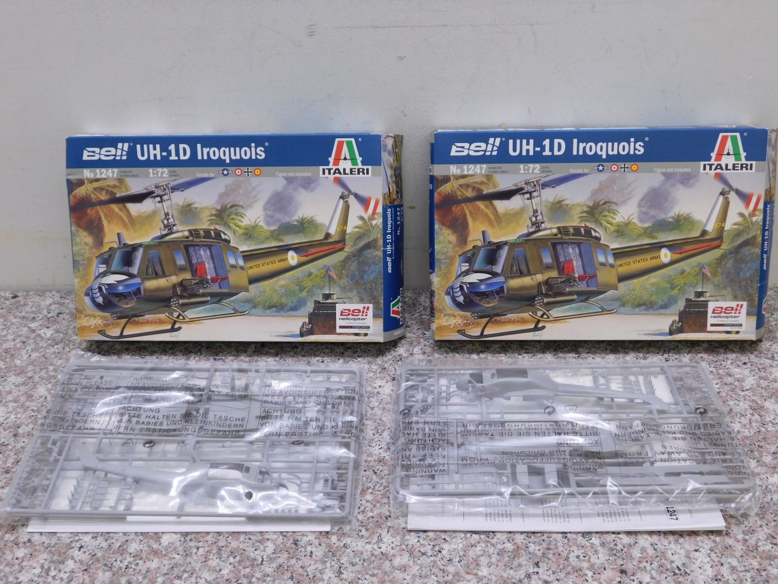 Lot of 2 Bell Italeri UH-1D Itoquois 1:72 Scale Military War Plane ...