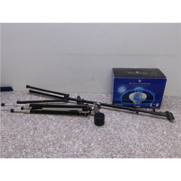 Lot of 2 Tripods National, Altec Lansing Powered Audio XM3020, Speaker