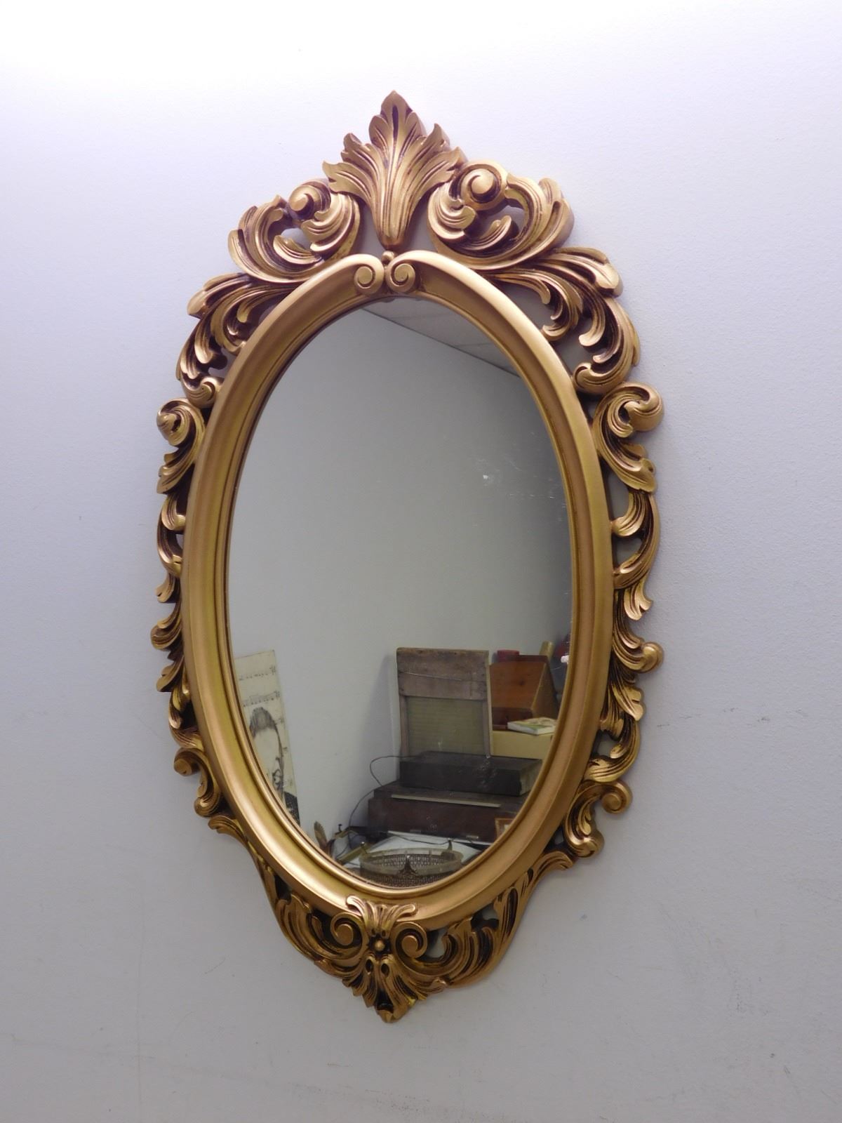 Vintage Gold Ornate Decorative Wall Mirror Syroco Style Hollywood ...