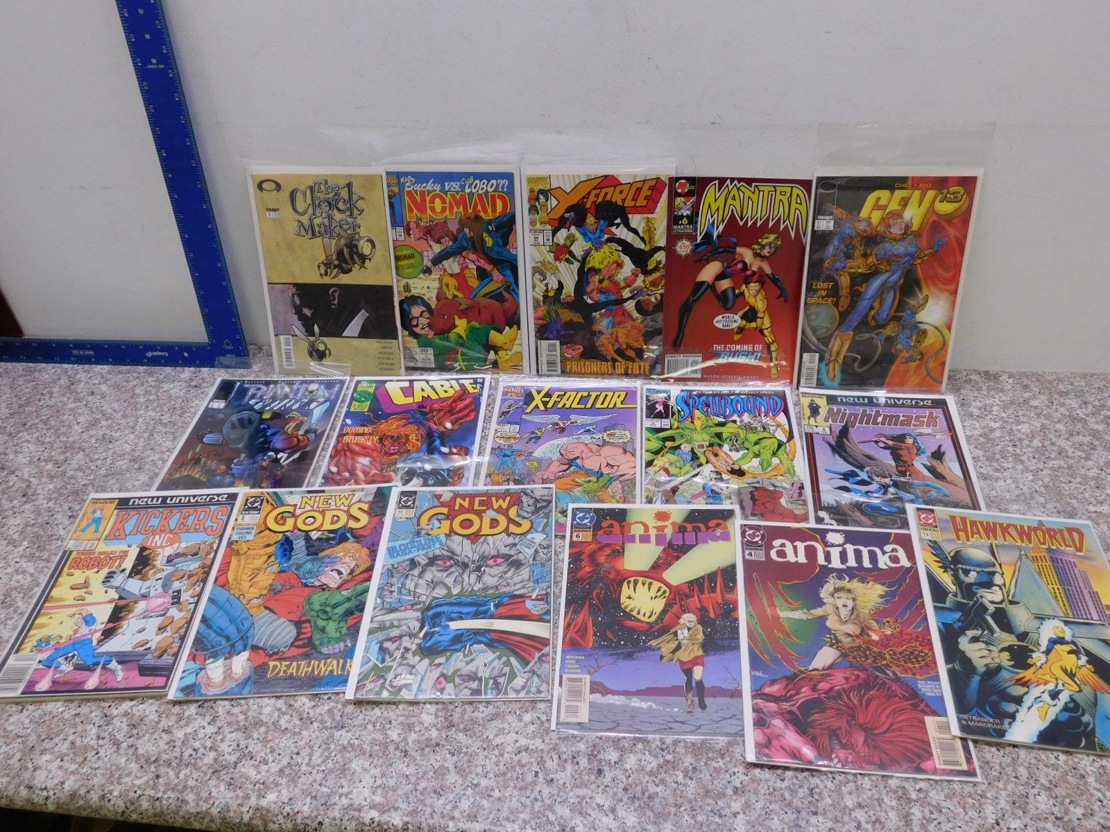 Lot of 27 Comics Marvel DC New Gods, Anima, Mantra, X-Force, Nomad Etc