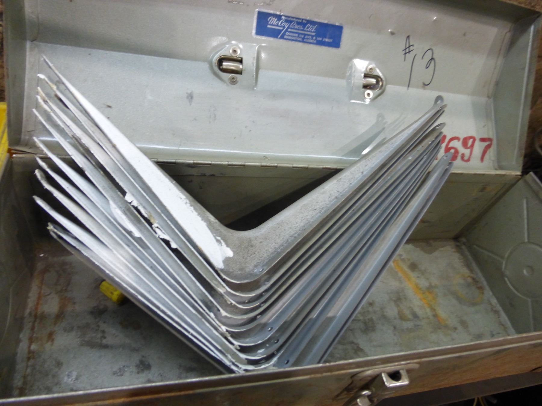 Air line fittings, brackets, bolts, tool box