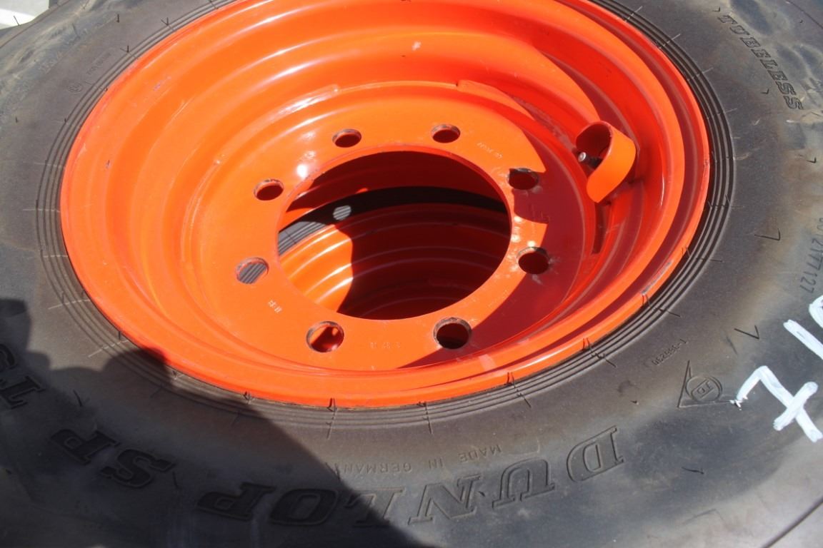 Dunlop Set of 4 365/70R18 tires on 8 bolt steel Kubota OEM rim, 90% ...