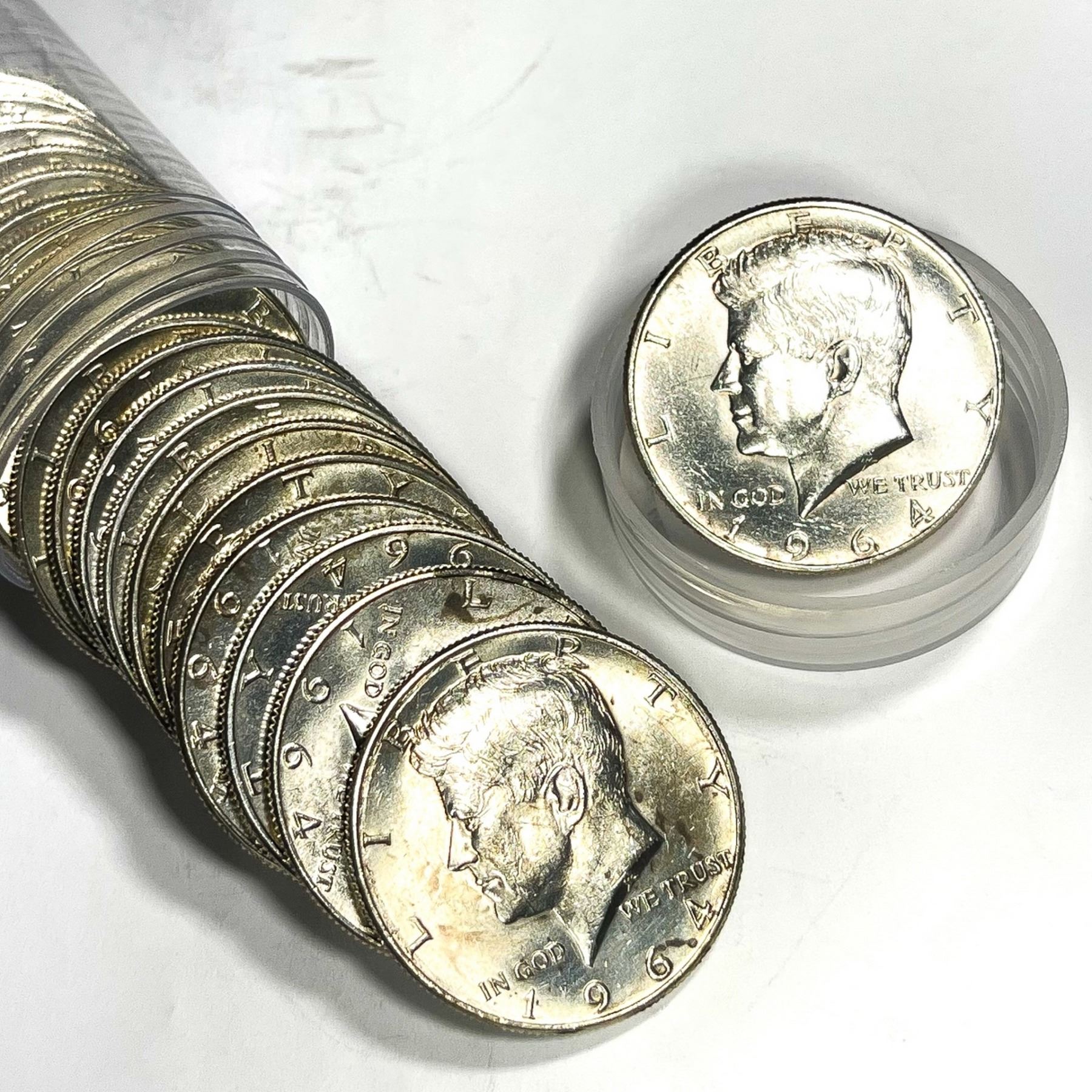(19) Coin Roll 1964 Kennedy Half Dollars Silver