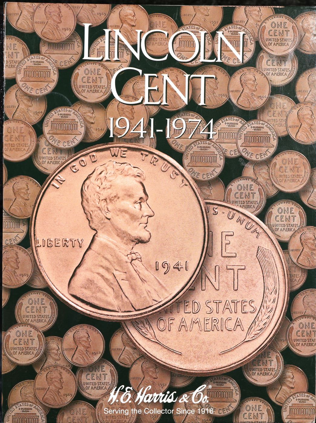 Complete Lincoln 1c H.E Harris & Co folder, 1941-1975, 90 coins.