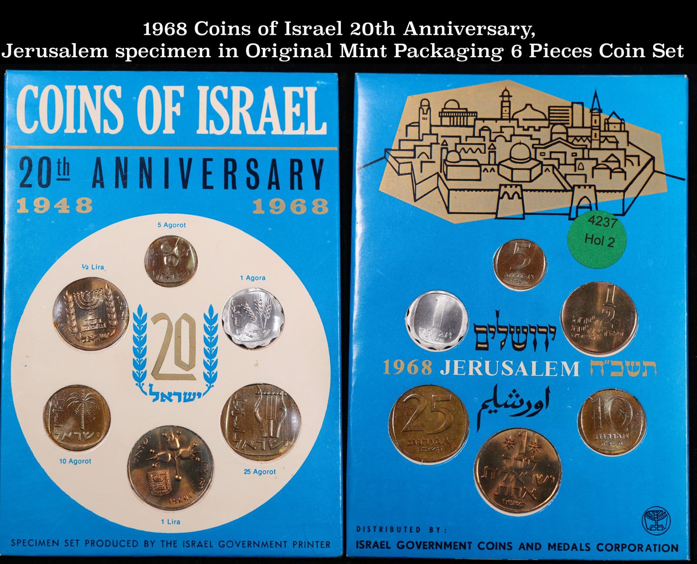 1968 Coins of Israel 20th Anniversary, Jerusalem specimen in Original ...