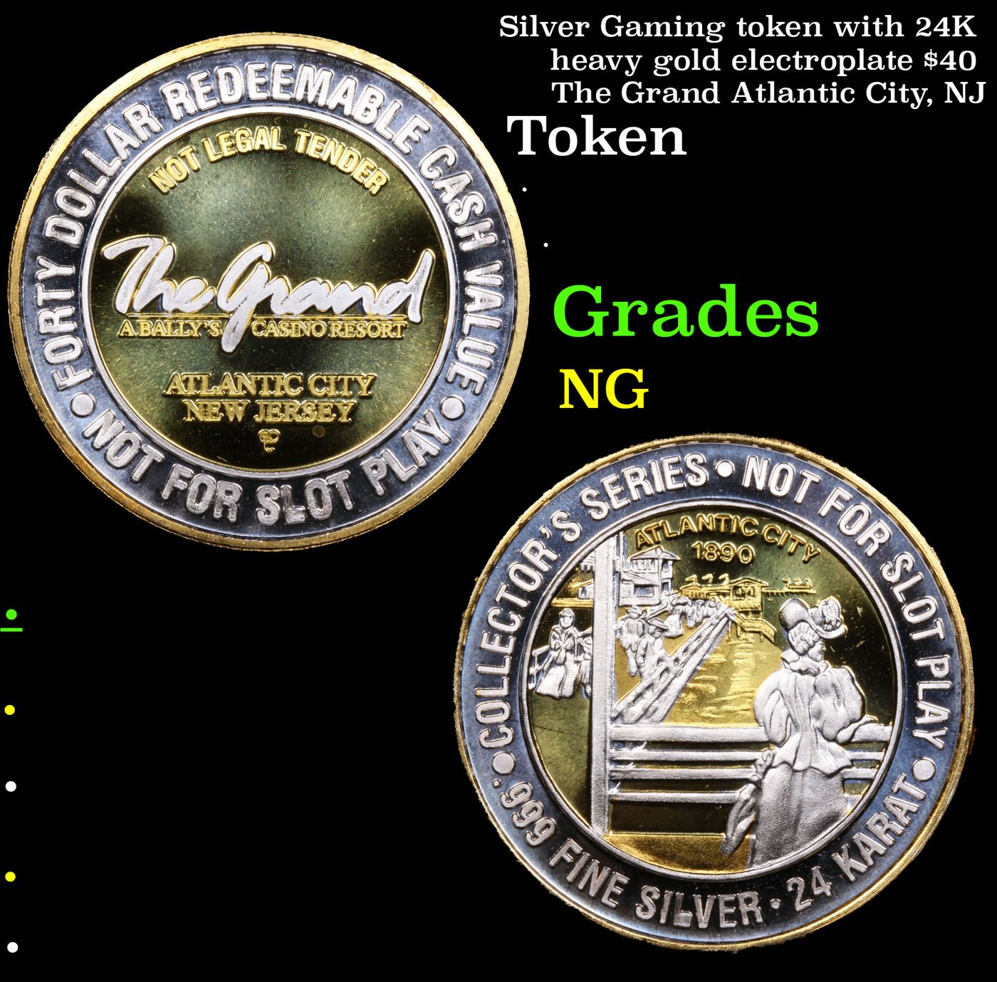 Silver Gaming token with 24K heavy gold electroplate $40 The Grand ...