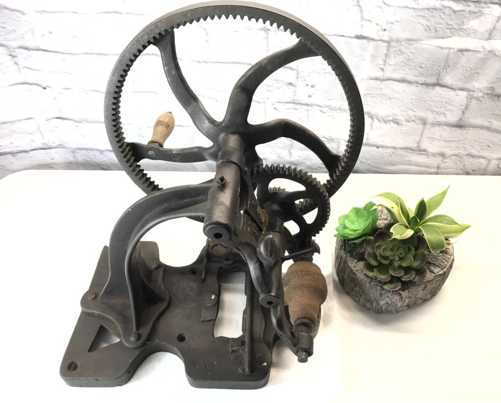 Antique Cast Iron Hand Crank Gear Driven