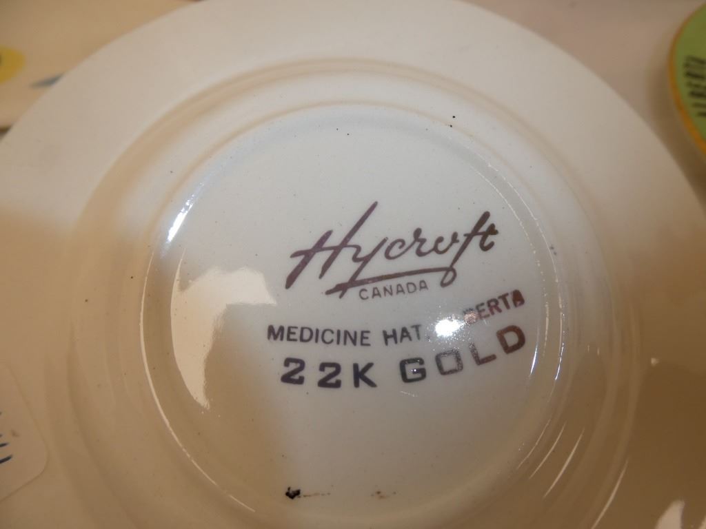 5 Vintage Hycroft Ashtrays and 3 Hycroft Plates