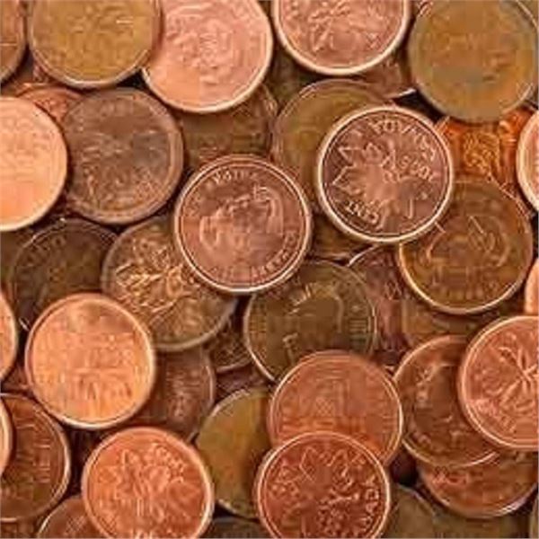 2 Pounds of Canadian Smal Pennies From Bankers Box