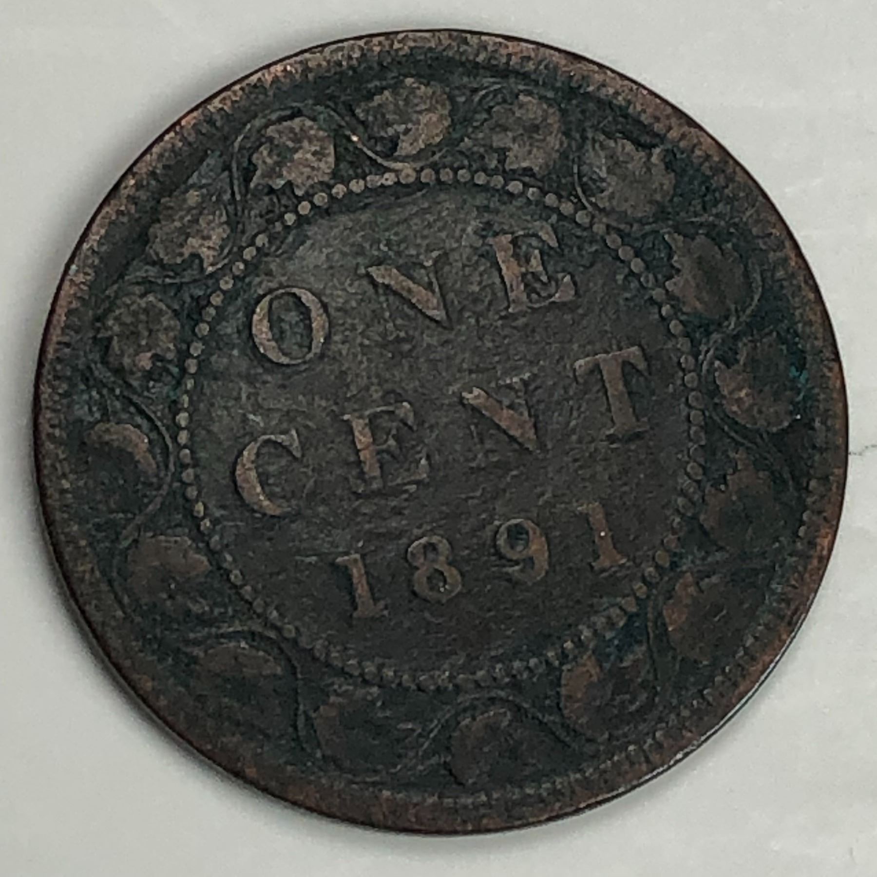 Canadian Large Cent 1891 Small Date Large Leaves G+