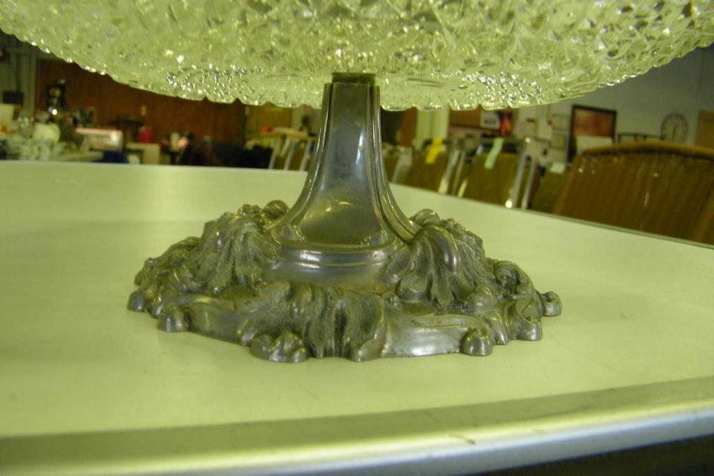 Sheffield Glass/Silver Plated Pedestal Candy Dish-