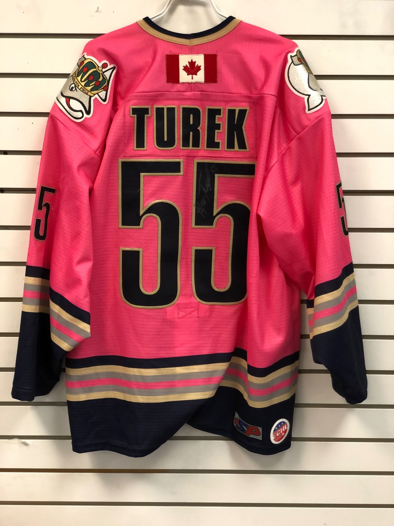 Turek Victoria Salmon Kings #55 Pink In the Rink Singed Jersey With ...