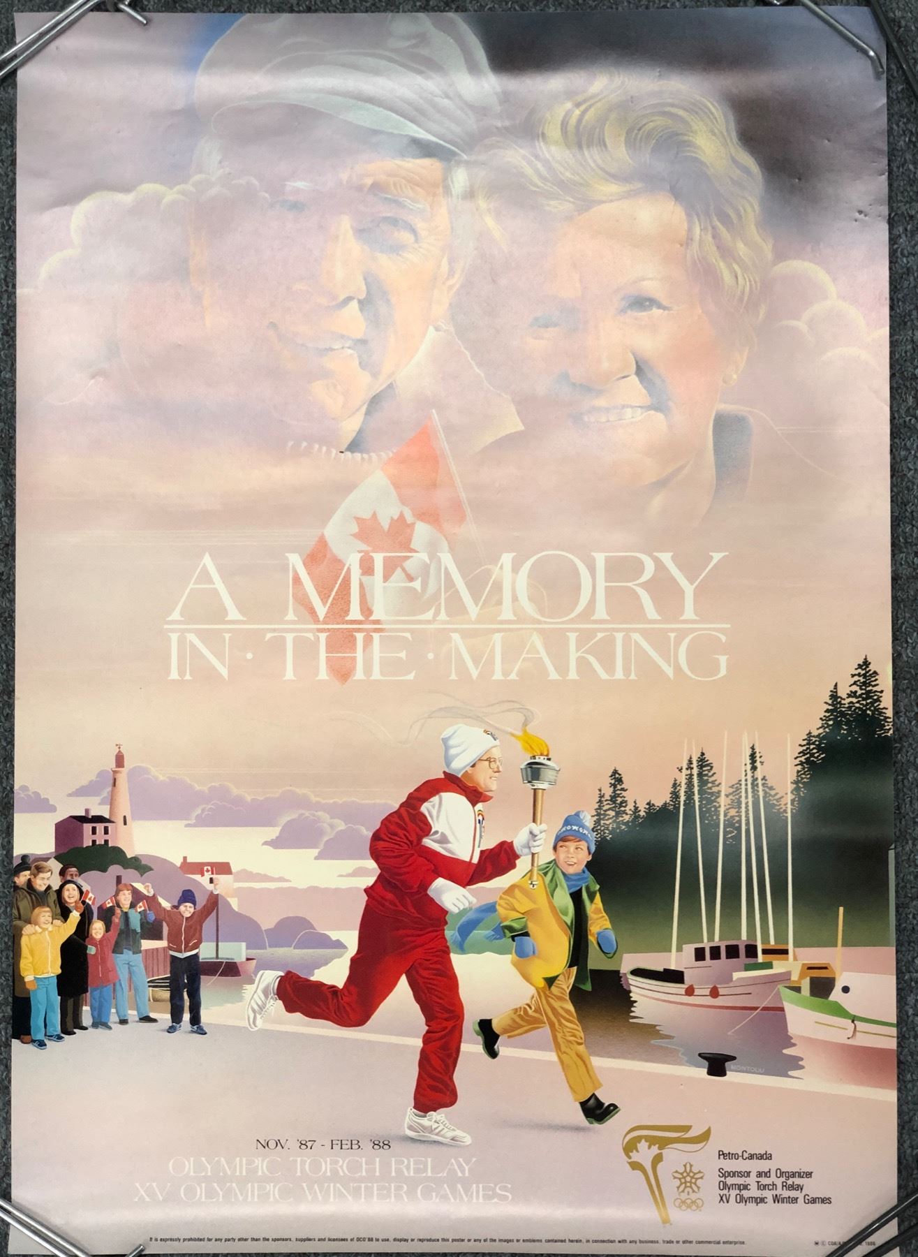 Vintage 1987-1988 Olympic Torch Relay XV Olympic Winter Games Poster