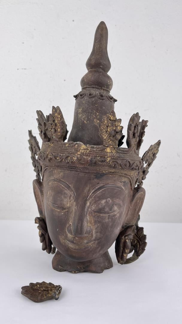 Antique Myanmar Burma Crowned Buddha Head