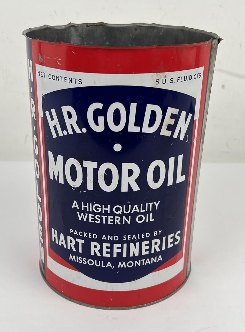 H.R. Golden Motor Oil 5qt Missoula Montana Can