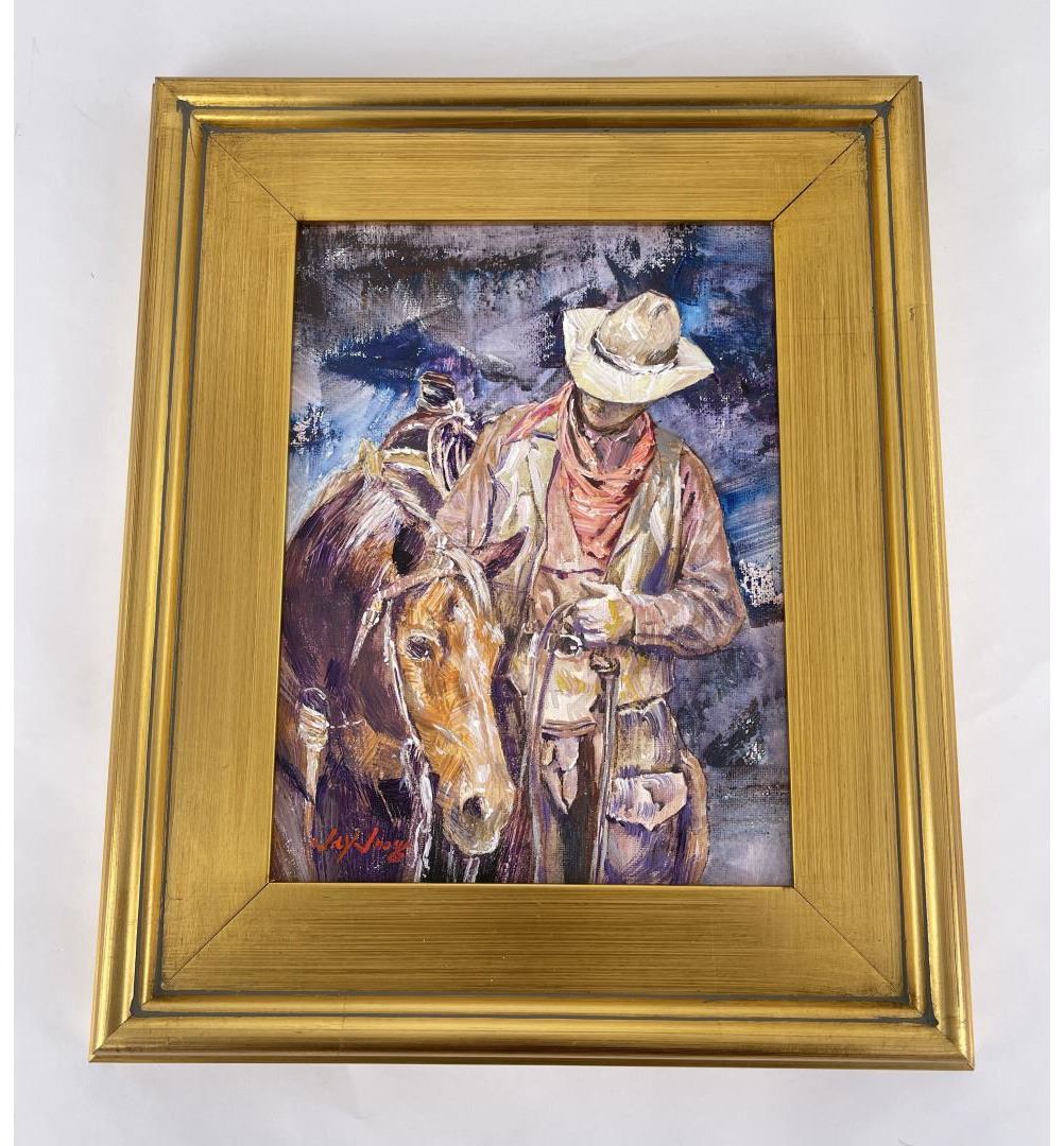 Jay Jung Cowboy at Nightfall Painting