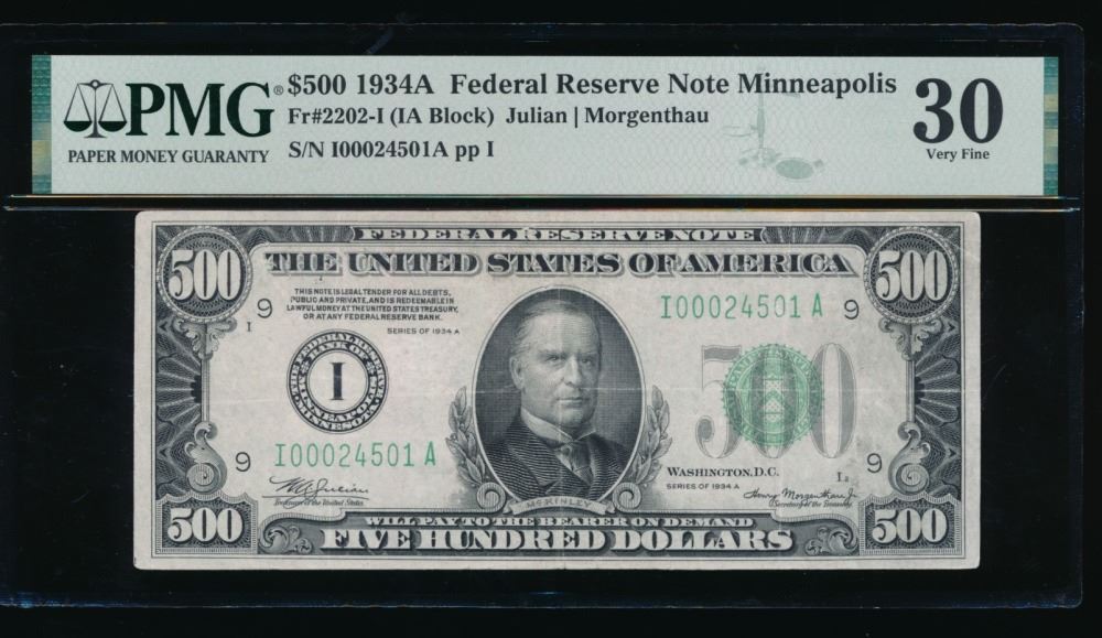 1934A $500 Minneapolis FRN PMG 30