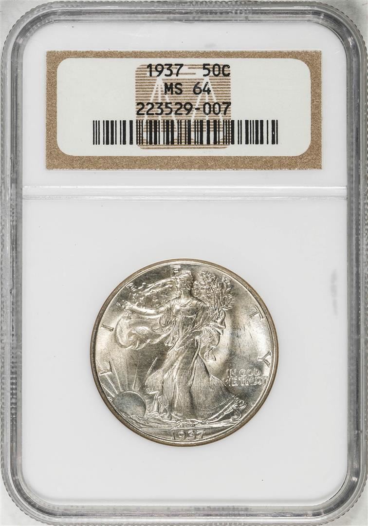 1937 Walking Liberty Half Dollar Coin NGC MS64
