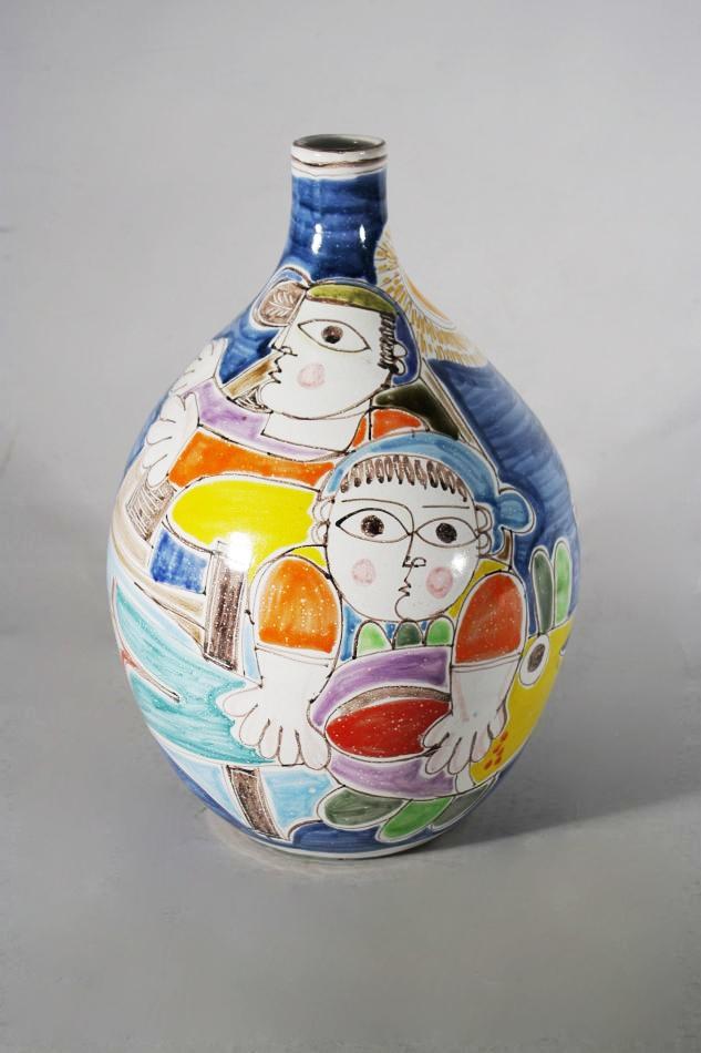 Desimone Italian Ceramic Vase with Figural Decoration, Signed Desimone ...