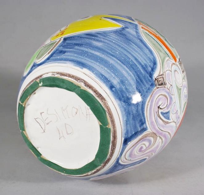 Desimone Italian Ceramic Vase with Figural Decoration, Signed Desimone ...