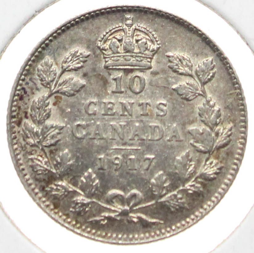 1917 CANADIAN SILVER 10 CENT COIN