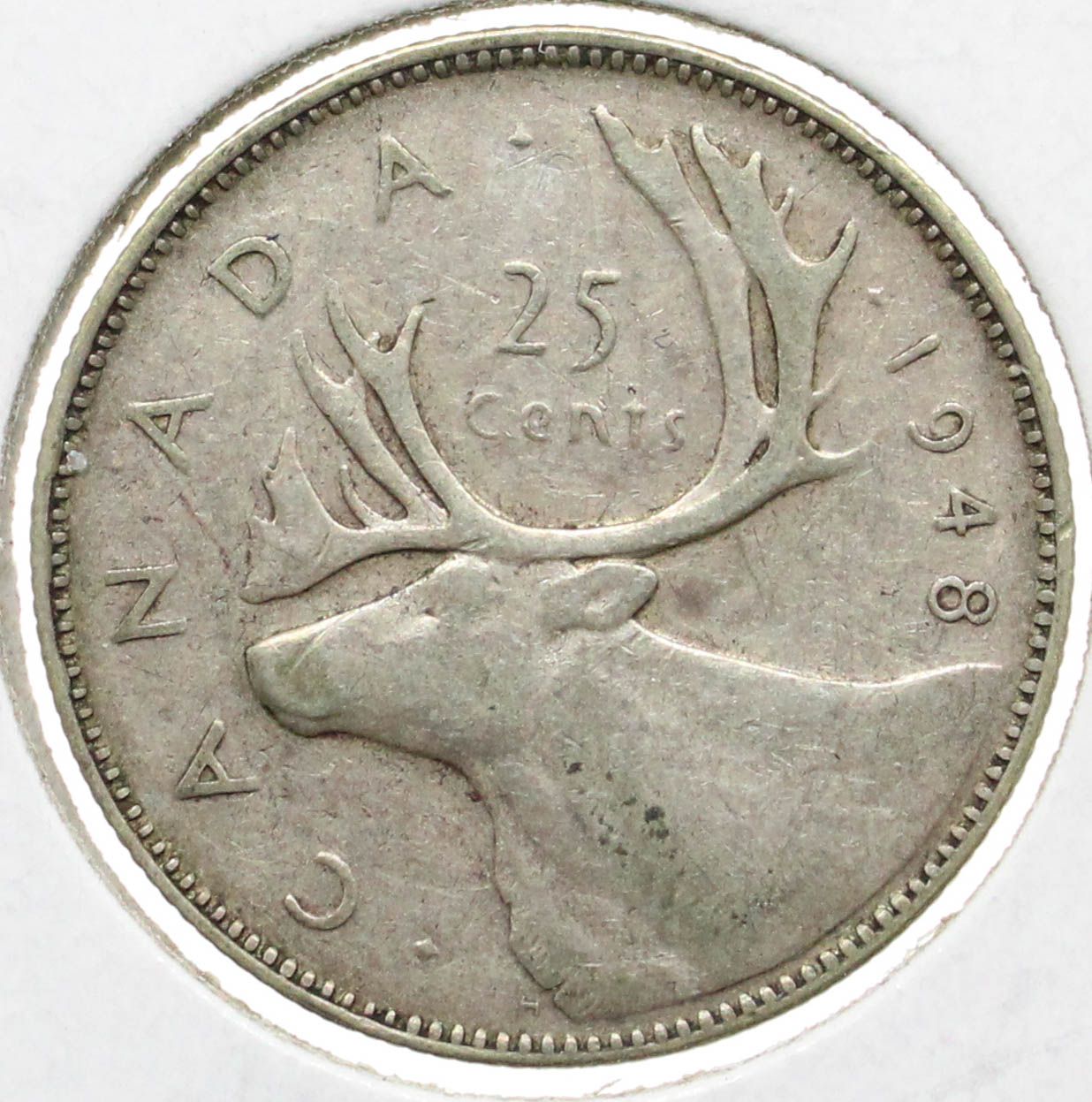 1948 CANADIAN SILVER 25 CENT COIN