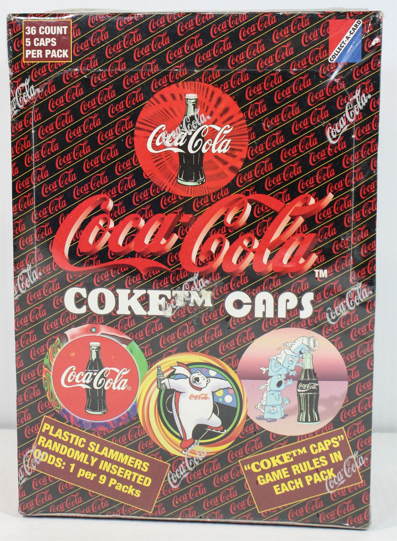 SEALED CASE COCA-COLA COKE CAPS 1995, 36 PACKS