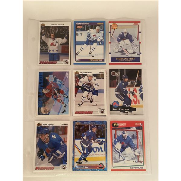 Quebec Nordiques collection, over 100 assorted cards