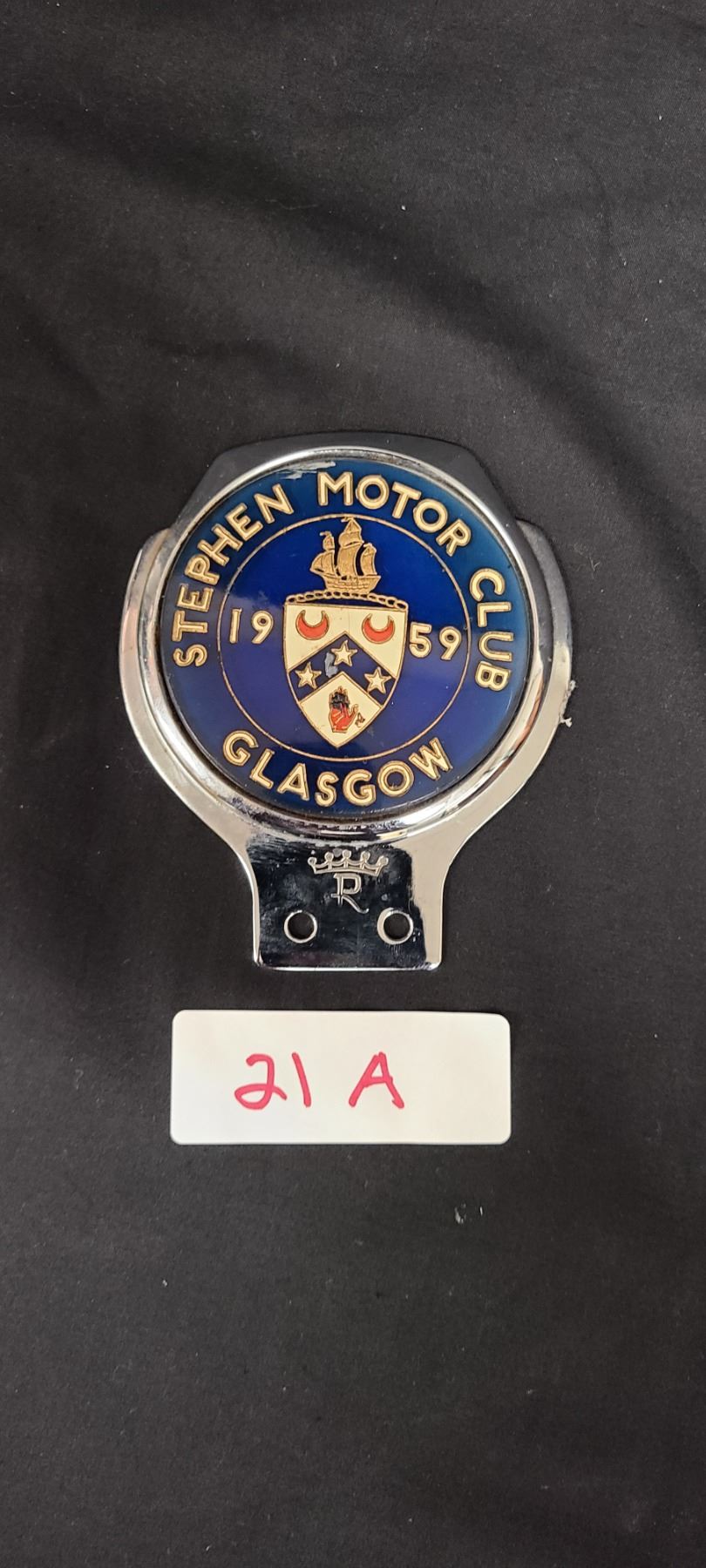 1959 STEVEN MOTOR CLUB LICENSE PLATE TOPPER