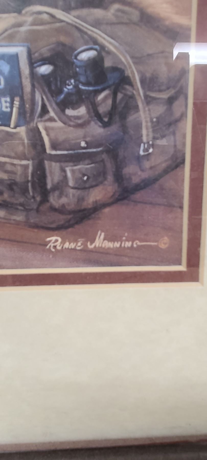 NICELY FRAMED GOLDEN RETRIEVER/PUPPY PRINT SIGNED RUANE MANNING