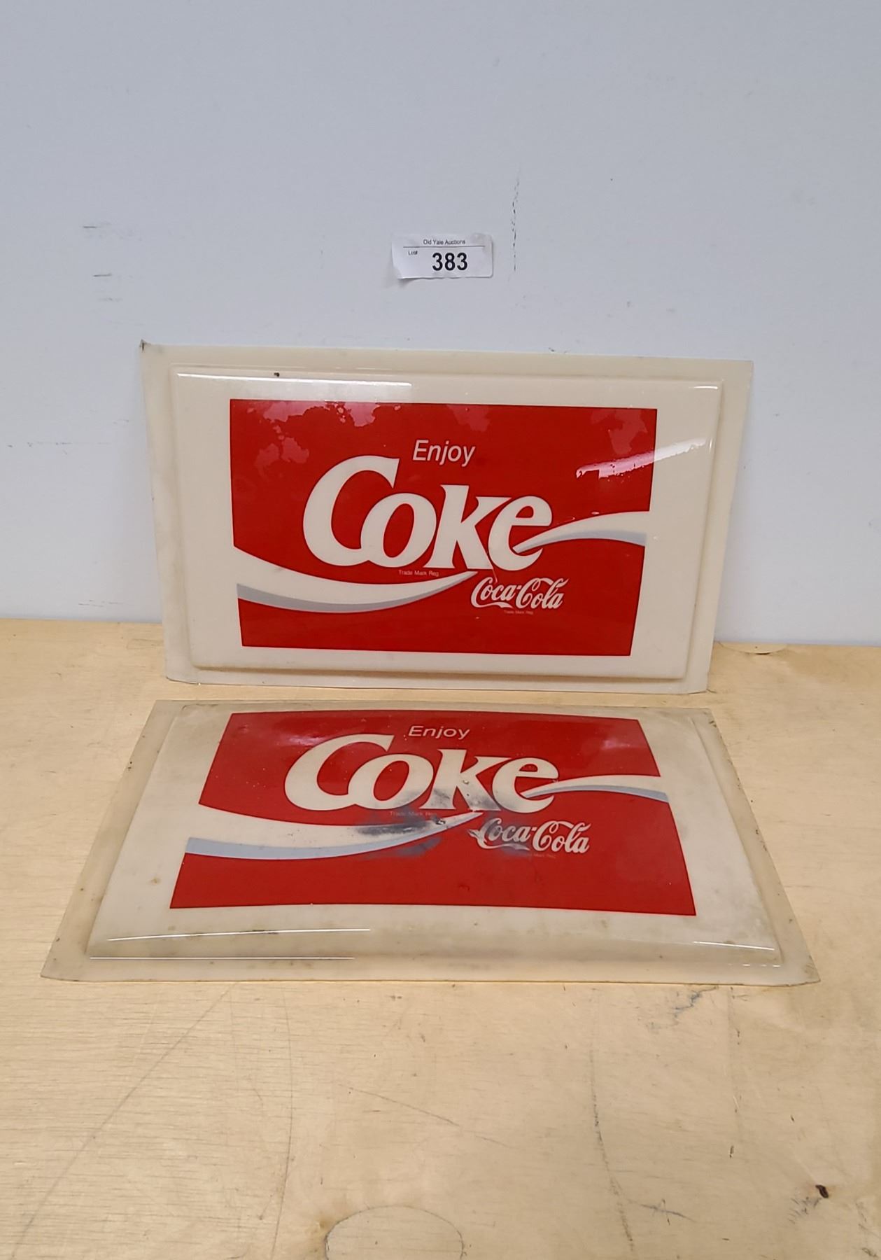 TWO 1980'S COCA-COOLER SIGNS-PLASTIC