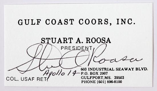 Apollo 14, 1971, Stuart Roosa Autograph