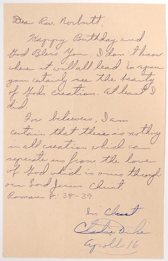 Apollo 16, 1972, Charlie Duke Handwritten Note